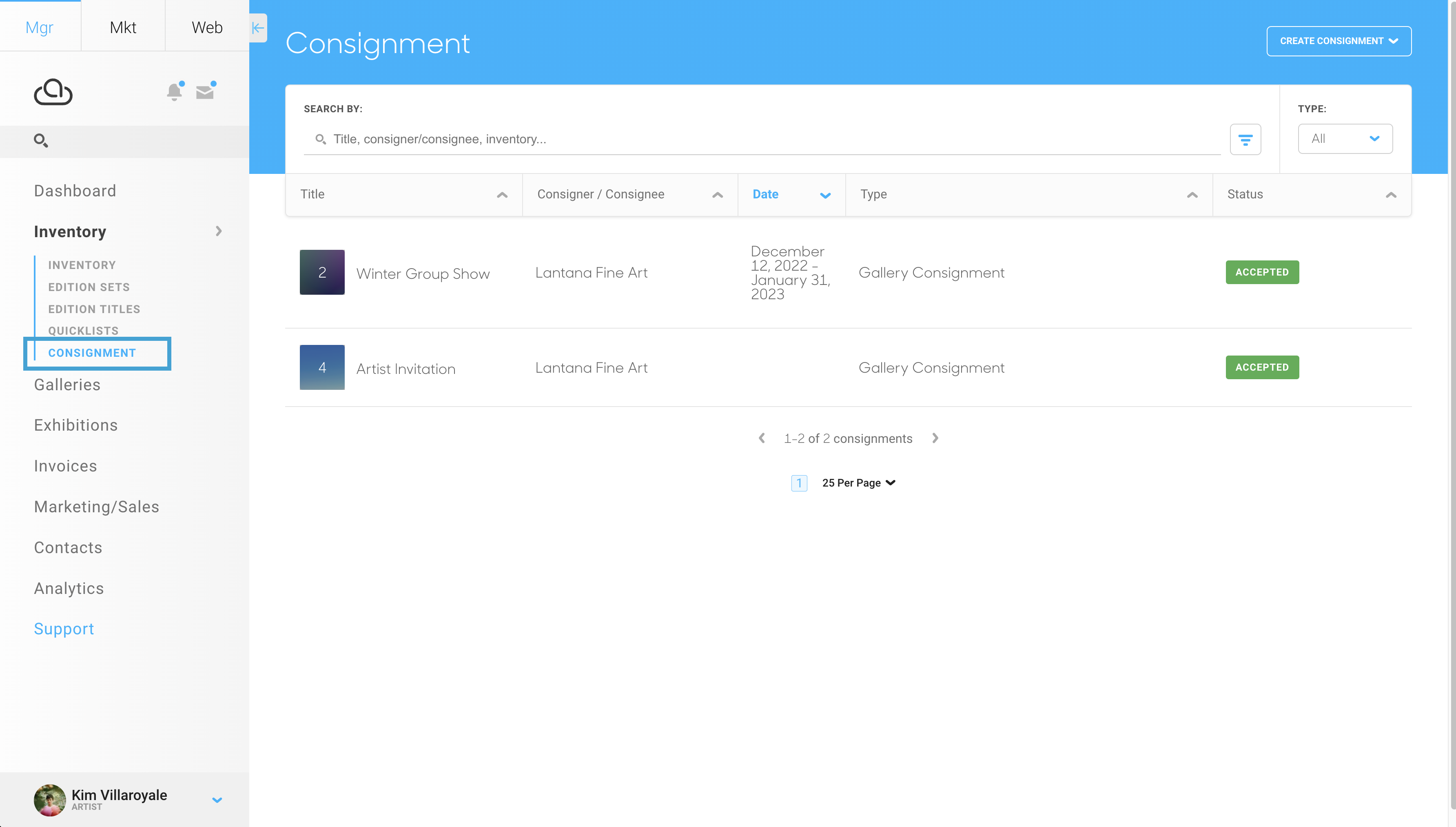 How to Create a Consignment List & send to a Gallery